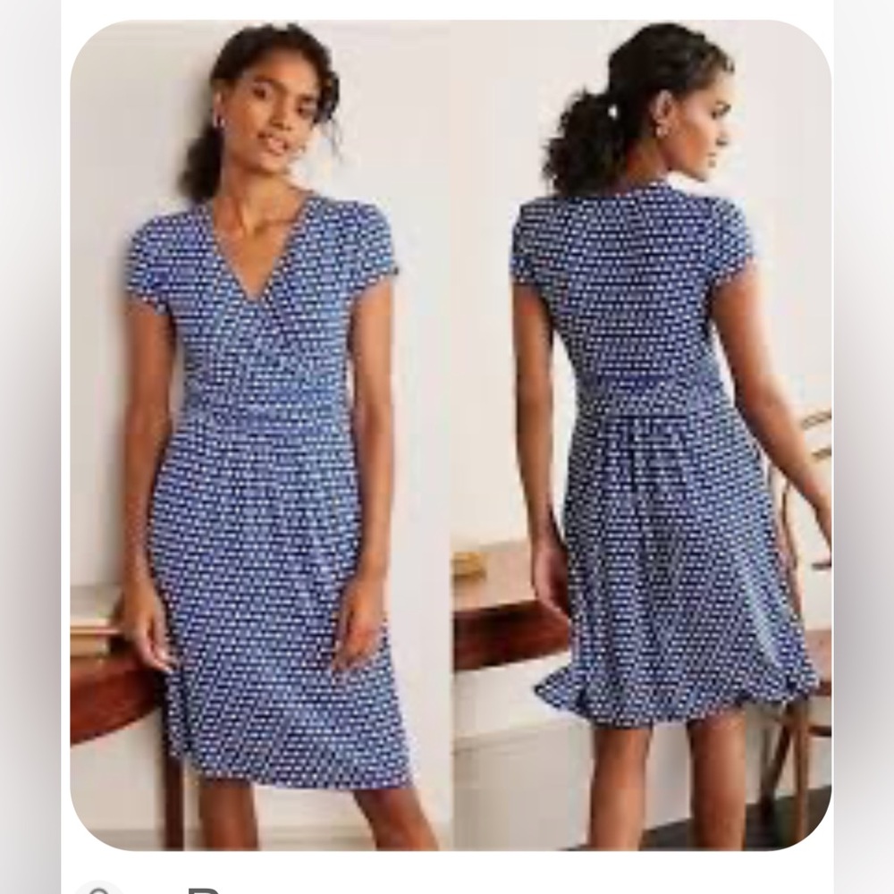 Boden Lola Blue White Scallop Wave Pattern Jersey Kni… - Gem